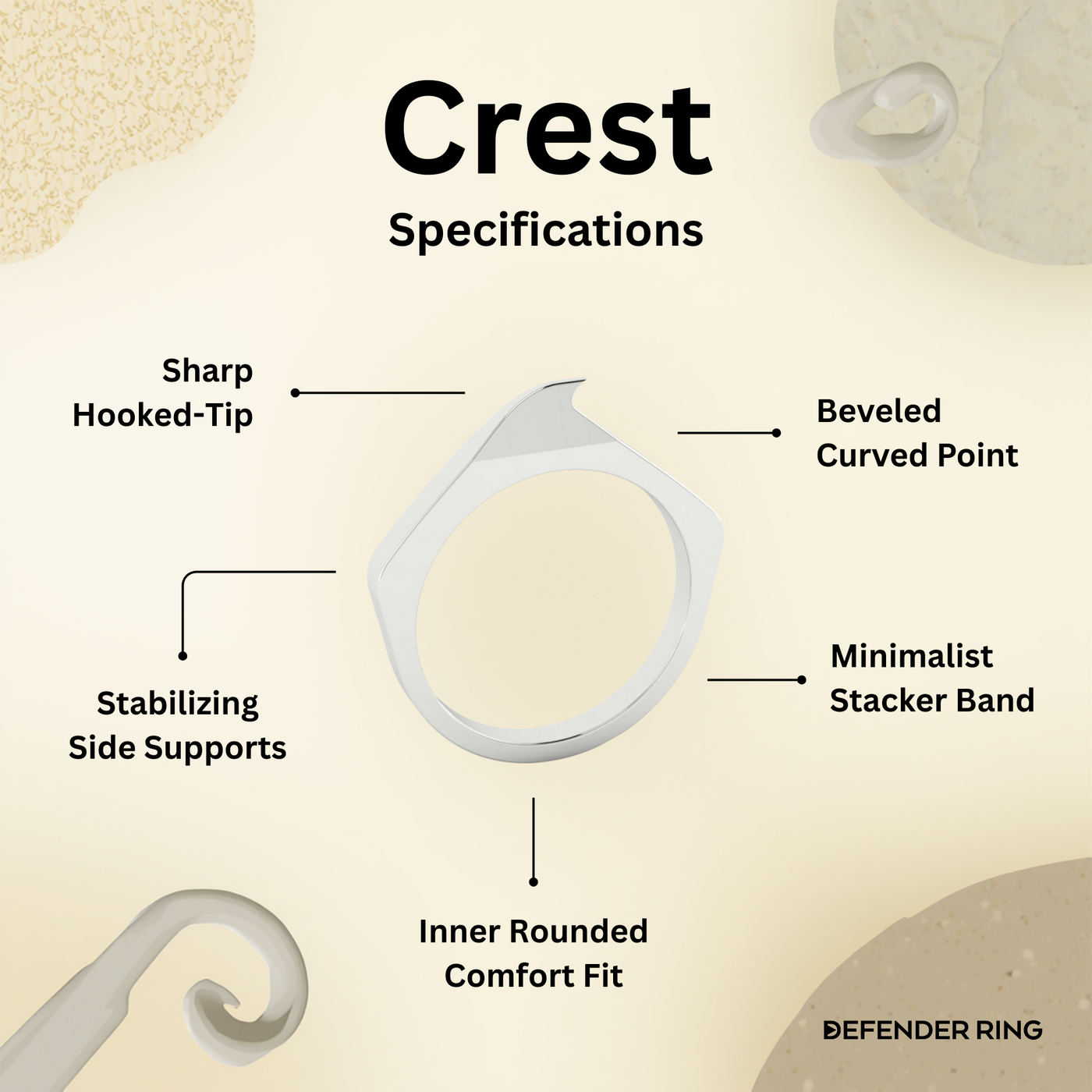 Crest Defender Ring | Self Defense Ring Jewelry